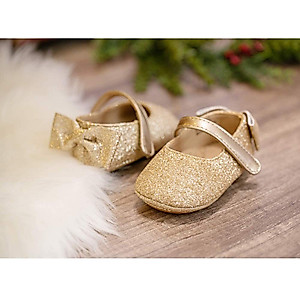 Felix & Flora Gold Baby Shoes Girl 12-18 Months - Infant Baby Walking Shoes Moccasinss Rubber Sole Crib Shoes(Gold,12-18 Months)