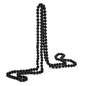 1920s Long Fake Pearls Necklace Layered Retro Vintage Imitation Round for Women Flapper Party Wedding Mother's Day Gift-Black