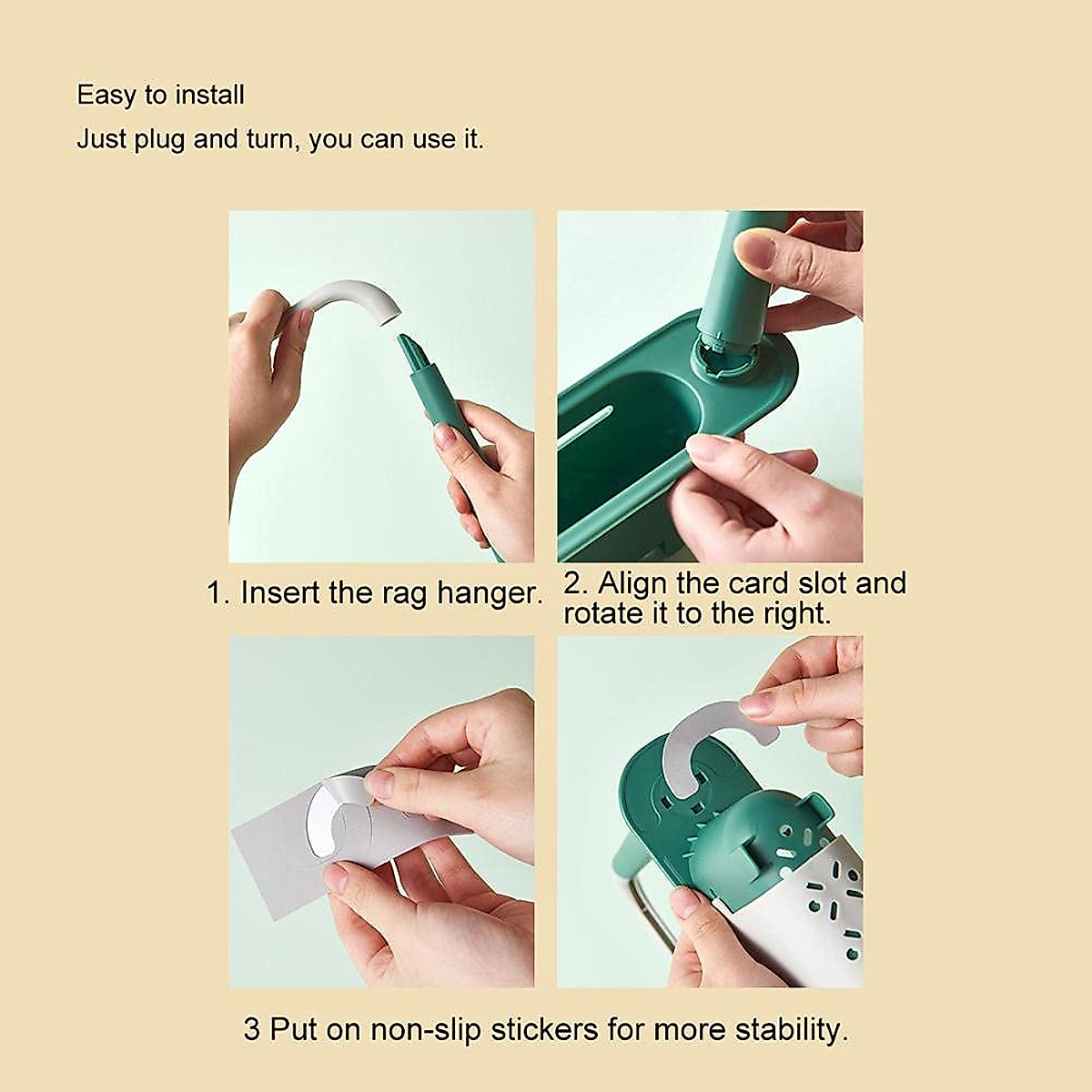 Yuwaakoo Sink Telescopic Rack Adjustable Length Telescopic Sink Storage Rack Holder Storage Sponge Soap Holder with Dishcloth Hanger Expandable Storage Drain Basket for Home Kitchen, Blue