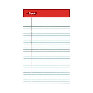 Universal 46300 Perforated Edge Writing Pad, Narrow Rule, 5 x 8, White, 50 Sheet (Pack of 12)