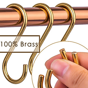 12 Piece Brass S Shaped Hooks, Gold Coat Clothes Towel Hangers, Kitchen Pots Pans Coffee Cups Rack Hooks