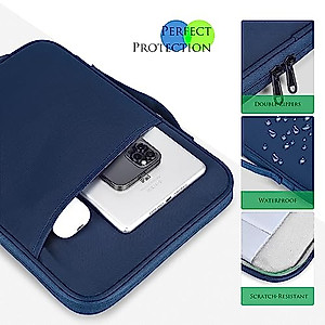 9-11 Inch Tablet Carrying Sleeve Case for Amazon Fire Max 11 2023/10.1" Fire HD 10 Plus Kids Pro, Samsung Galaxy Tab S8 S7 A8 A7 A S6 11" 10.5" Protective Carrying Bag with Handle(Blue)