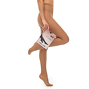Veluk Sheer Tights For Women Lite 40 Denier With Shorts, Half-Matte Surface, Round Seams, Elastic Belt and Compacted Toe