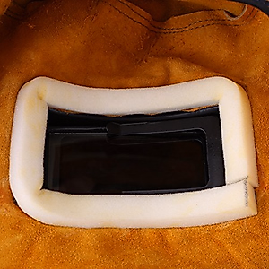 Welding Helmet Mask with Lens, Leather Welding Hood Work Hat, Adjustable Welding Helmet Protection Mask, Sweat Absorption, Heat Resistant, Breathable, for Welding Workplaces