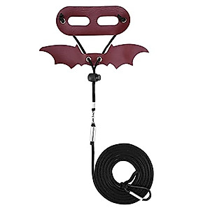 Mogoko Christmas Lizard Leash Bearded Dragon Harness Bat Wing Bowler hat Red Bow Tie Adjustable (S,M,L) Leather Reptile Lizard Leash for Gecko, Iguanas,Lizard Amphibians and Small Pet Animals Brown