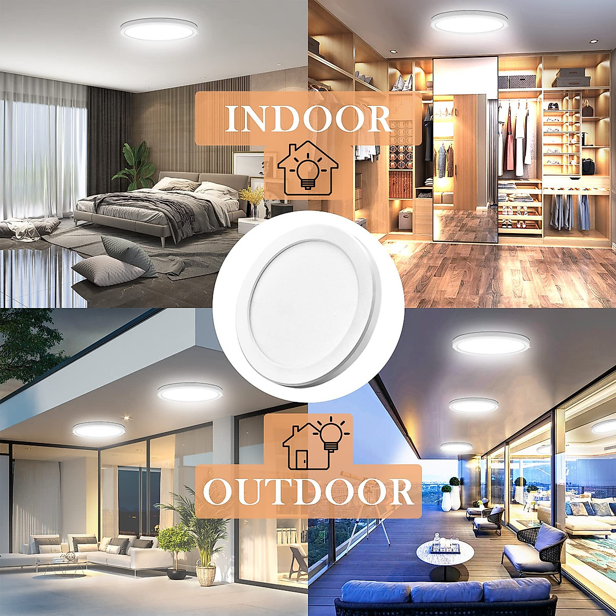 NOVELUX 7 inch Flush Mount LED Ceiling Light Fixtures Dimmable, Ultra Slim Round Led Ceiling Light Indoor & Outdoor for Kitchen, Bathroom, Hallway, Bedroom, Toilet, Basement White 3 Pack