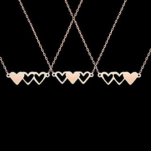 VLINRAS Best Friends Necklace for 3 Sister Necklace For 3 BFF Matching Heart Pendant Friendship Personalized Birthday Gift