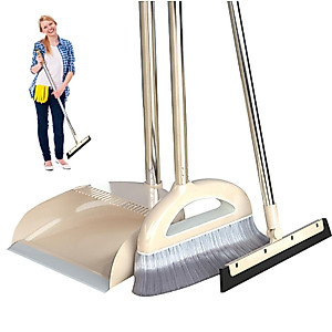 Generic Brooms and Dustpans Set - 3 Pieces Magic Broom Set, Sweeping Magic Broom, Dust Pan and Broom with Long Handle,Home Kitchen Room Lobby Indoor Floor Cleaning Broom and Dustpan Set for Home