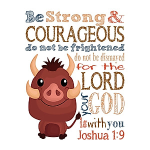 Lion King Christian Nursery Decor Set of 4 Unframed Prints - Mufasa, Pumba, Simba and Timon with Bible Verses