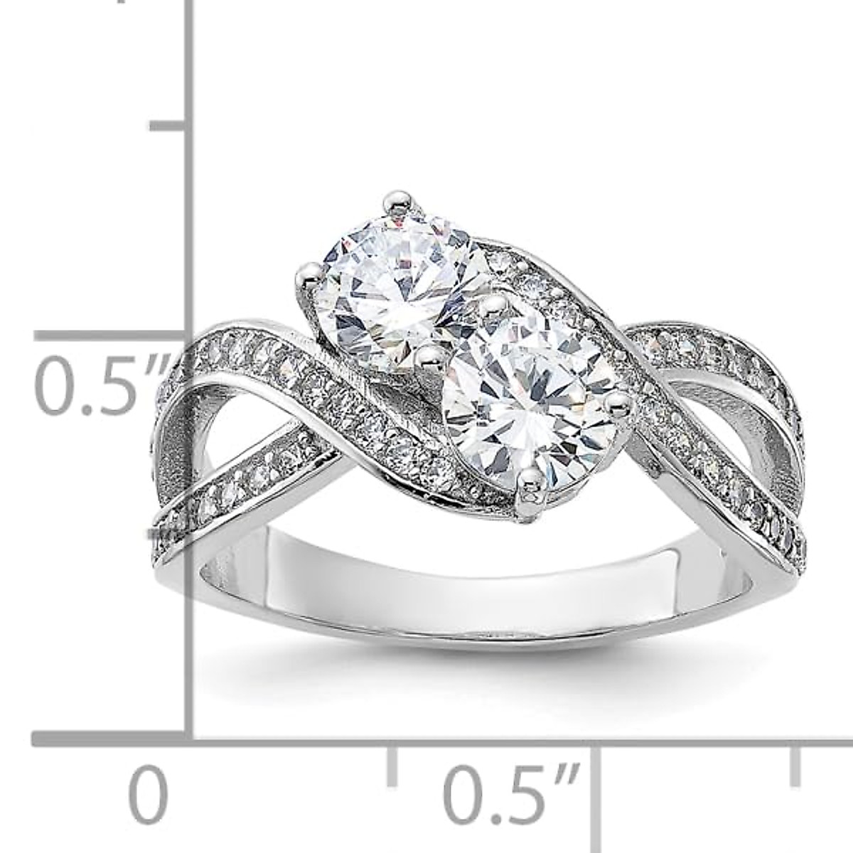 IceCarats 925 Sterling Silver Cubic Zirconia CZ Two Stone Ring Size 7