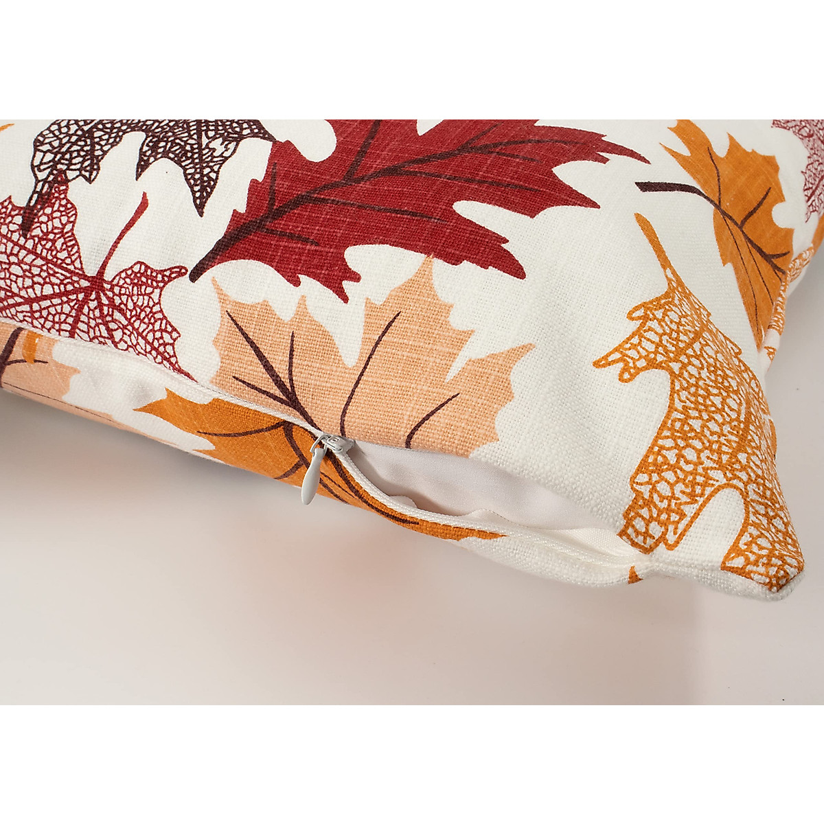 PurpleEssences Autumn Decorations Fall Porch Outdoor Throw Pillow Covers Décor Maple Leaves Farmhouse Cushion Cases 18 x 18 Inch Set of 2 for Home Couch Sofa Patio Bench - Maple Leaves