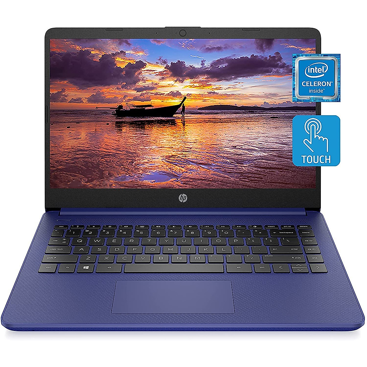 HP 14 Laptop, Intel Celeron N4020, 8GB RAM, 64 GB Storage, 14-inch HD Touchscreen, Intel UHD Graphics 600, Windows 11, Thin & Portable, 4K Graphics, One Year of Microsoft 365, Indigo Blue