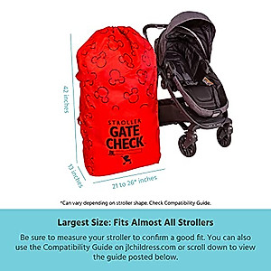 Disney Baby by J.L. Childress Gate Check Bag for Single & Double Strollers - Single & Double Stroller Travel Bag - Large Stroller Travel Bag for Airplane - Air Travel Stroller Bag - Red, Mickey Mouse
