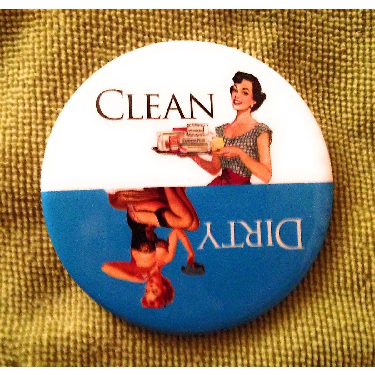 Aloha Girls Gifts Big 3.5” Dirty Clean Dishwasher Magnet Ends Common Kitchen Problem. Adheres to Any Surface. Blue and White.