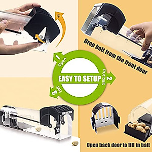 Humane Mouse Traps, 12 inches Enlarged No Kill Rat Trap, Live Traps for Chipmunks, Reusable Catch and Release Mice Traps, Pet and Children Friendly Mouse Trap That Work (2 Pack)