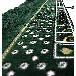 Modefa Turkish Islamic Prayer Rug - Thin & Lightweight Velvet Praying Carpet - Soft Muslim Praying Mat Janamaz - Ramadan or Eid Gift for Men & Women - with Car Hanger - Dancing Rose Vine (Green)