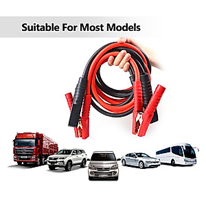 Dewkou 1 PC Jumper Cables for Car Battery 13.1 Feet Jumper Cables, Heavy Duty Automotive Booster Cables for Jump Starting Dead or Weak Batteries with Professional Clamps and Carrying Bag (Black)
