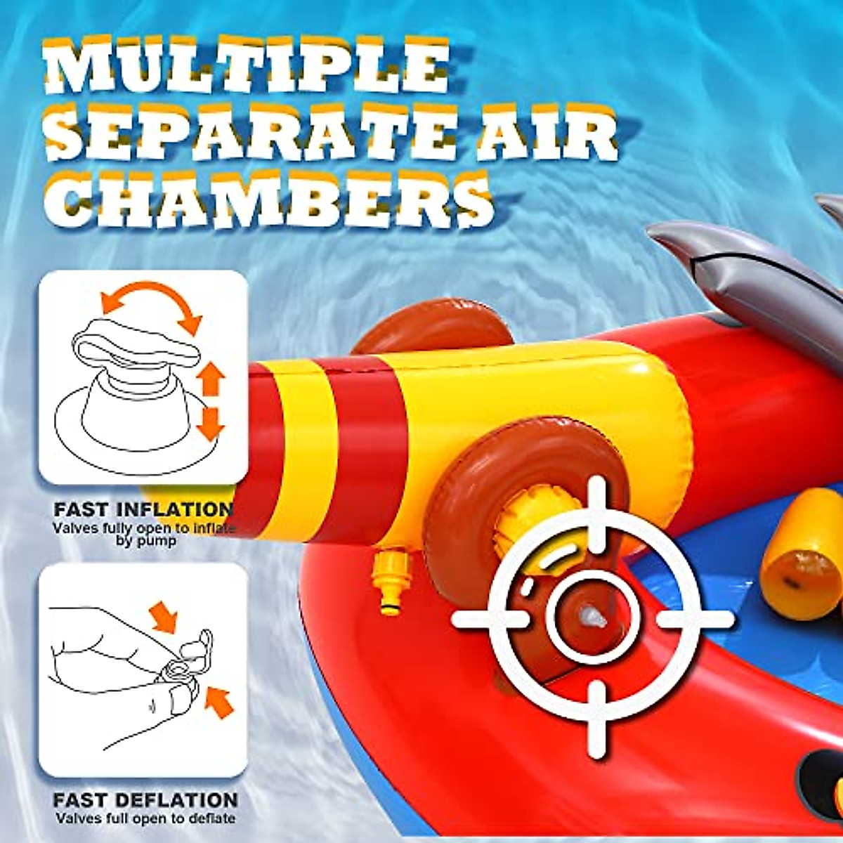 Inflatable Swimming Pool for Kids Toddlers, Water Spray Pirate Boat Summer Water Game Play Center for Indoor Outdoor Garden Yard 80"X45"X35"Kiddie Pool for Ages 2+