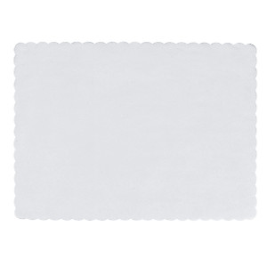 Fit Meal Prep 200 Pack Disposable Paper Placemats, 14 x 10 Inch White with Decorative Wavy Scalloped Edge for Restaurant Catering Dining Table, Baby Kids Birthday Parties