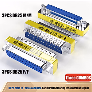 Warmstor 6-Pack DB25 25Pin Female to Female Male to Male Mini Gender Changer Coupler Adapter RS232 Serial Cable Connector
