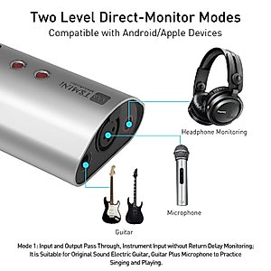 USB Audio Interface，MeloAudio TS MINI compact Instrument/Microphone Audio Interface for iPhone, iPad，Android Devices, Mac and PC