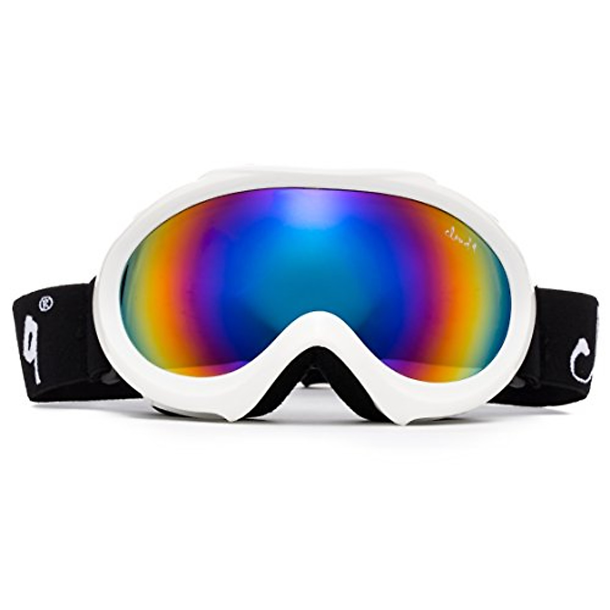 Cloud 9 - Professional Kids Boys Girls & Toddlers Ski Goggles Anti-Fog Dual Lens UV400 Protection Triple Layered Foam Snowboarding Snow Goggles in White with Flash Mirror Lens