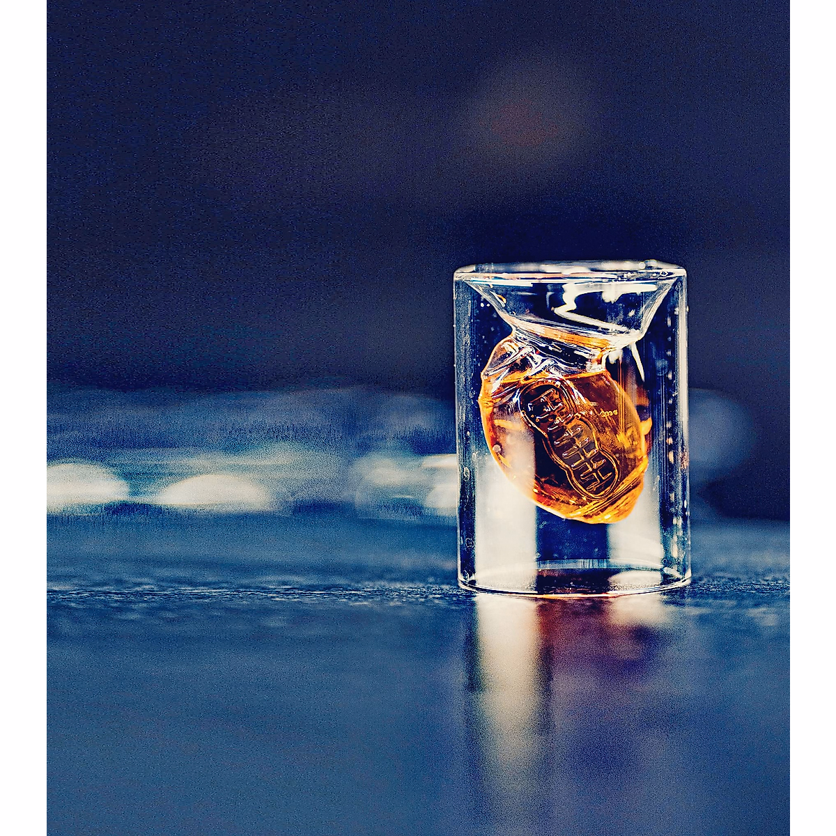 MADARC SPORT - Set of 4 - Football Reversible Shot Glasses 2Oz / 4.5Oz, with 3D relief Football Ball Shape inside - (Modern)