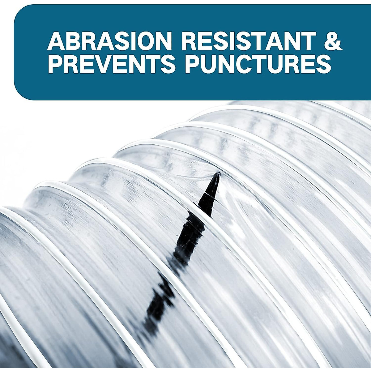 4" x 20' Heavy PVC Dust Collection Hose, Puncture Resistant PVC Dust Collection Hose, Flexible Clear PVC Fume Collection Hose with Carbon Steel Wire Coil for dust collection systems