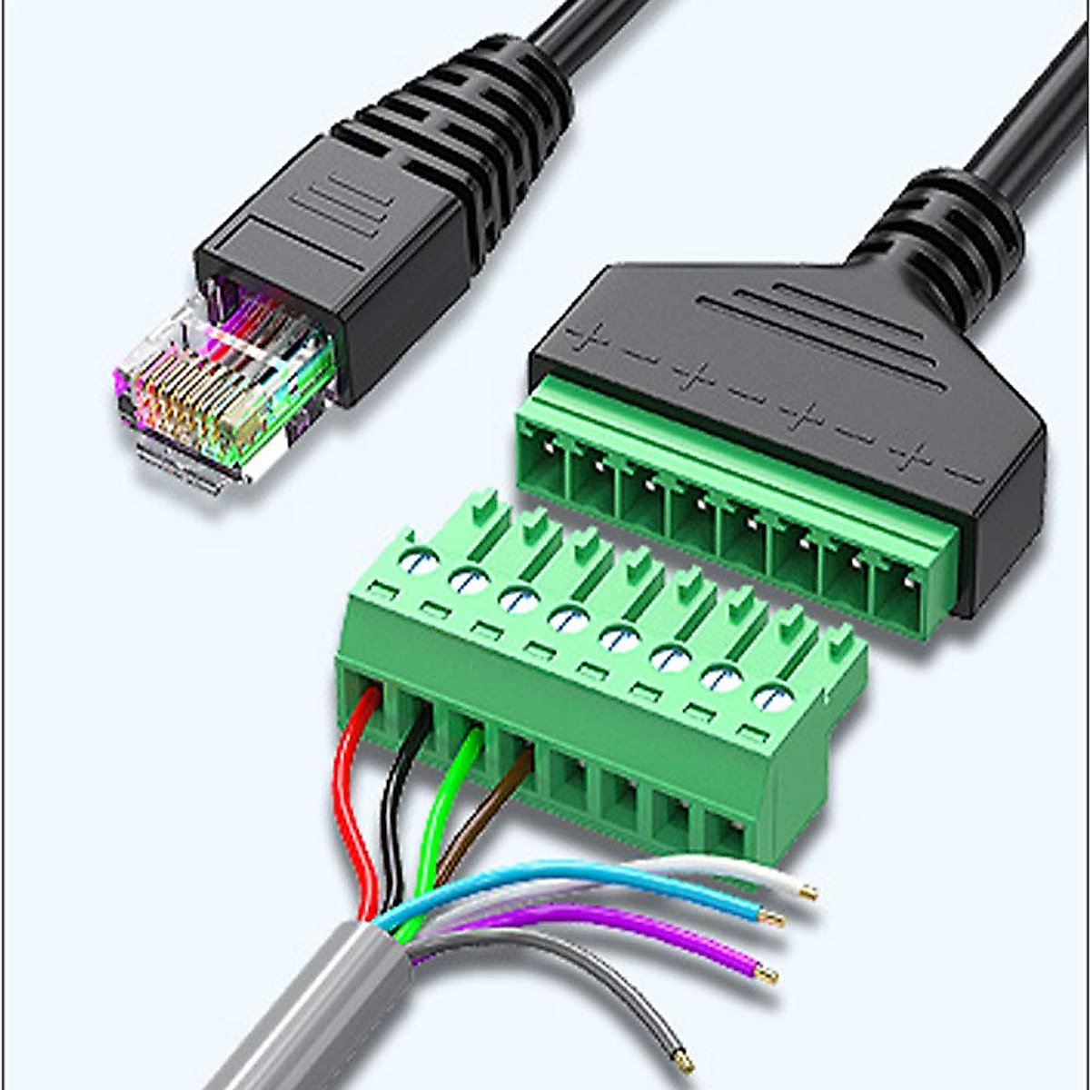 Jienk 2Pcs RJ45 Male to 8 Pins Screw Terminal Block Adapter for Cat5 Cat6 Cat7 Ethernet Extender CCTV Digital Internet,RJ45 Male Plug to 8pins Terminal Ethernet Connector