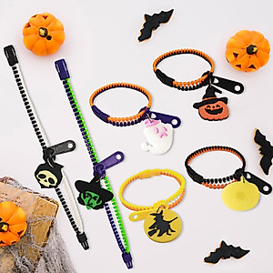 Kids Halloween Party Favors Zipper Bracelets, 28 Pack Glow in the Dark Halloween Zipper Wristbands for Kids Halloween Gifts, Halloween Giveaways, Halloween Goodie Bag Fillers, Kids Halloween Supplies