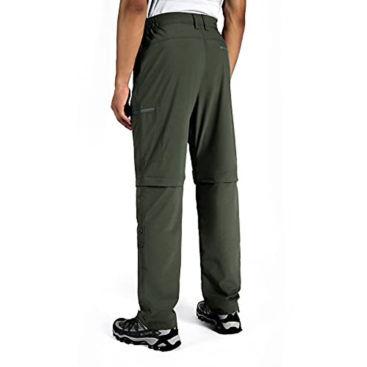 Wespornow Men's-Convertible-Hiking-Pants Quick Dry Lightweight Zip Off Breathable Cargo Pants for Outdoor, Fishing, Safari (Army Green, Large)