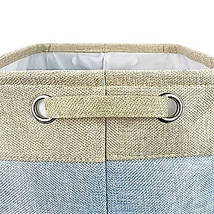 Personalized Puppy French Bulldog Bone Decorative Storage Basket Fabric Durable Rectangle Toy Box with 2 Handles for Organizing Closet Garage Clothes Blankets Blue and White