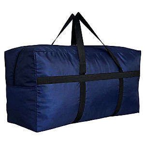 DoYiKe Extra Large Storage Duffle Bag with Zippers and Handles, Heavy Duty Blue Big Foldable Bag for Travel-38x23x11Inch