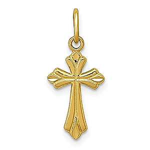IceCarats 14K Yellow Gold Small Holy Cross Necklace Religious Pendant Jesus Christ Charm Only