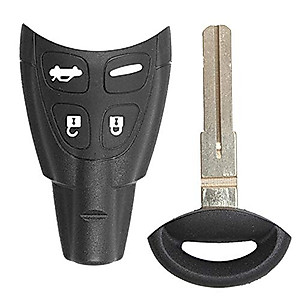 Beefunny Replacement Remote Car Key Shell Case Fob 4 Button for SAAB 9-3 9-5 2003-2011 (with Blade, 2 Pcs)