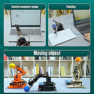 Adeept 5-DOF Robot Arm Kit 5Axis Robotic Compatible with Arduino IDE Programmable DIY Coding STEM Robotics Arm with OLED Display Processing Code and PDF Tutorials - Black