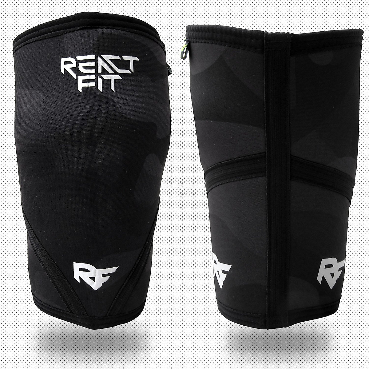 React FIT 7mm SBR Neoprene Knee Sleeves (1 Pair) Support & Compression for Weightlifting, Powerlifting, CrossFit, Training, WOD, GYM, Workout, Sports, Squats, Injury Protection (Medium, Punisher)