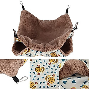 GLOGLOW Double Layer Small Animal Hammocks Small Pet Hanging Hammock Breathable Bunkbed Warm Hammock Polyester Fur, Hamster Warm Hammock for Pet Cage BedsHouses Habitats (S Sun Flower)
