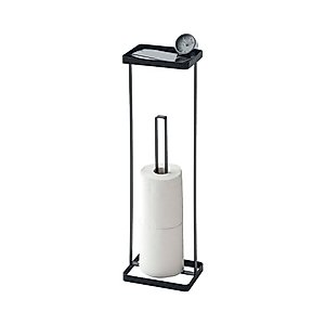 Yamazaki Home Roll Stand with Tray | Steel | Toilet Paper Stocker, One Size, Black