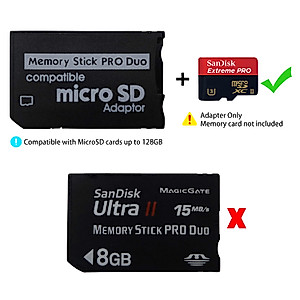 PSP Memory Stick Adapter, Funturbo Micro SD to Memory Stick PRO Duo MagicGate Card for Sony PlayStation Portable, Camera, Handycam