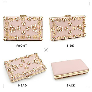 Milisente Women Clutches Pearls Evening Bag Clutch Purse Bags (Light Pink)