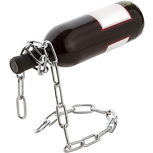 Fantasee Suspending Chain Wine Holder, Stainless Steel Magic Wine Rack Wine Bottle Holder Novelty Gift for Kitchen Home Decoration (Bronze)