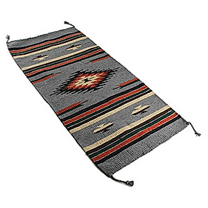 Onyx Arrow Southwest Area Rug, 20 x 40 Inches, Center Diamond, Gray/Black/Multi