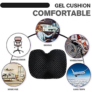 Aiouarc Gel Seat Cushion, Breathable Honeycomb Design, Gel Seat Cushion for Long Sitting, Tailbone Pain Relief Cushion, Office Chair Cushion, Wheelchair Cushion, Car Seat Cushion, Chair Pads