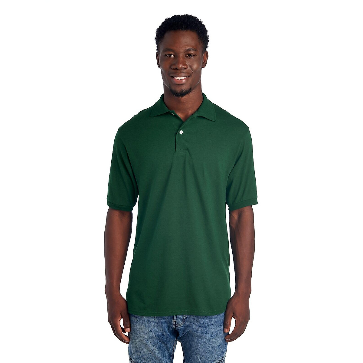 Jerzees Men's SpotShield Stain Resistant Polo Shirts (Short & Long, Short Sleeve-Forest Green, X-Large