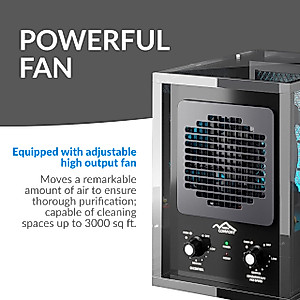 Prolux New Comfort 6 Stage UV, Ozone Generator Air Purifier Cleaner HEPA, Covers 3000 Feet, Acrylic, Home or Commercial Use, Adjustable, Powerful Fan, Portable
