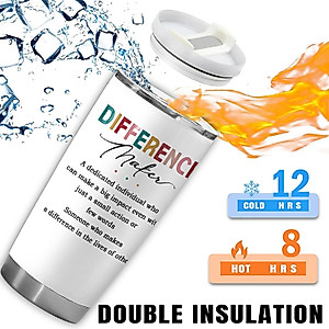 20 Oz Tumbler Difference Maker Gift, Making A Difference Gifts, Thank You Tumbler - Christmas, Birthday Gifts For Women, appreciation gifts for Boss, Leader, Employee, Coworkers, Teachers