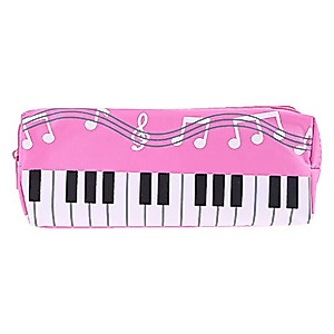 FEIlei Pencil Case, Music Notes Piano Keyboard Pencil Case Large Capacity Pen Bags Stationery Office -Pink