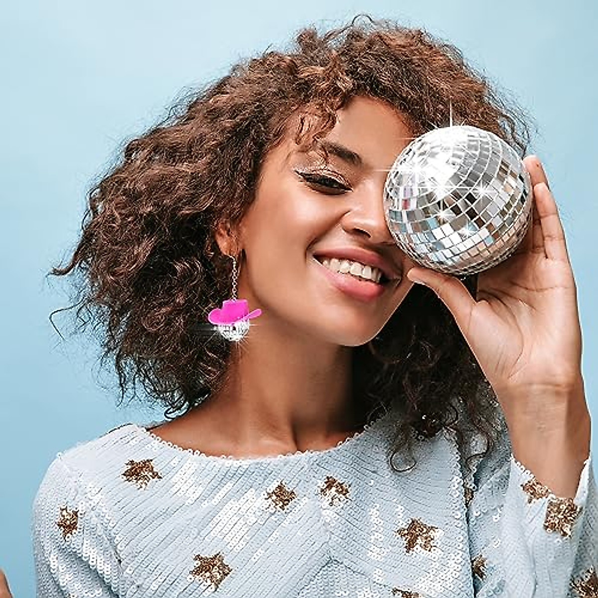 Disco Ball Earrings Mirrorball Earrings 60's or 70's Pink Disco Ball Earrings Costume Accessories Jewerly Gift for Women