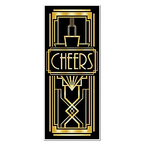 Beistle 59903 2 Piece Great 20's Door Covers, 30" x 6', Black/Gold